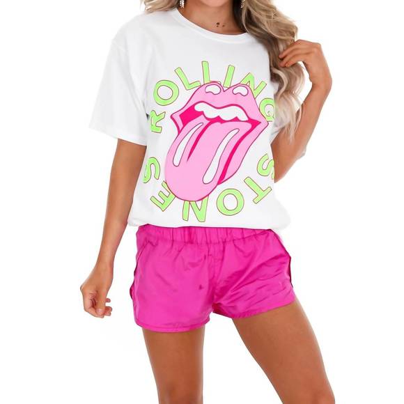 LIVY LU | Tops | New Livy Lu Rolling Stones Classic Lick Tee In White ...